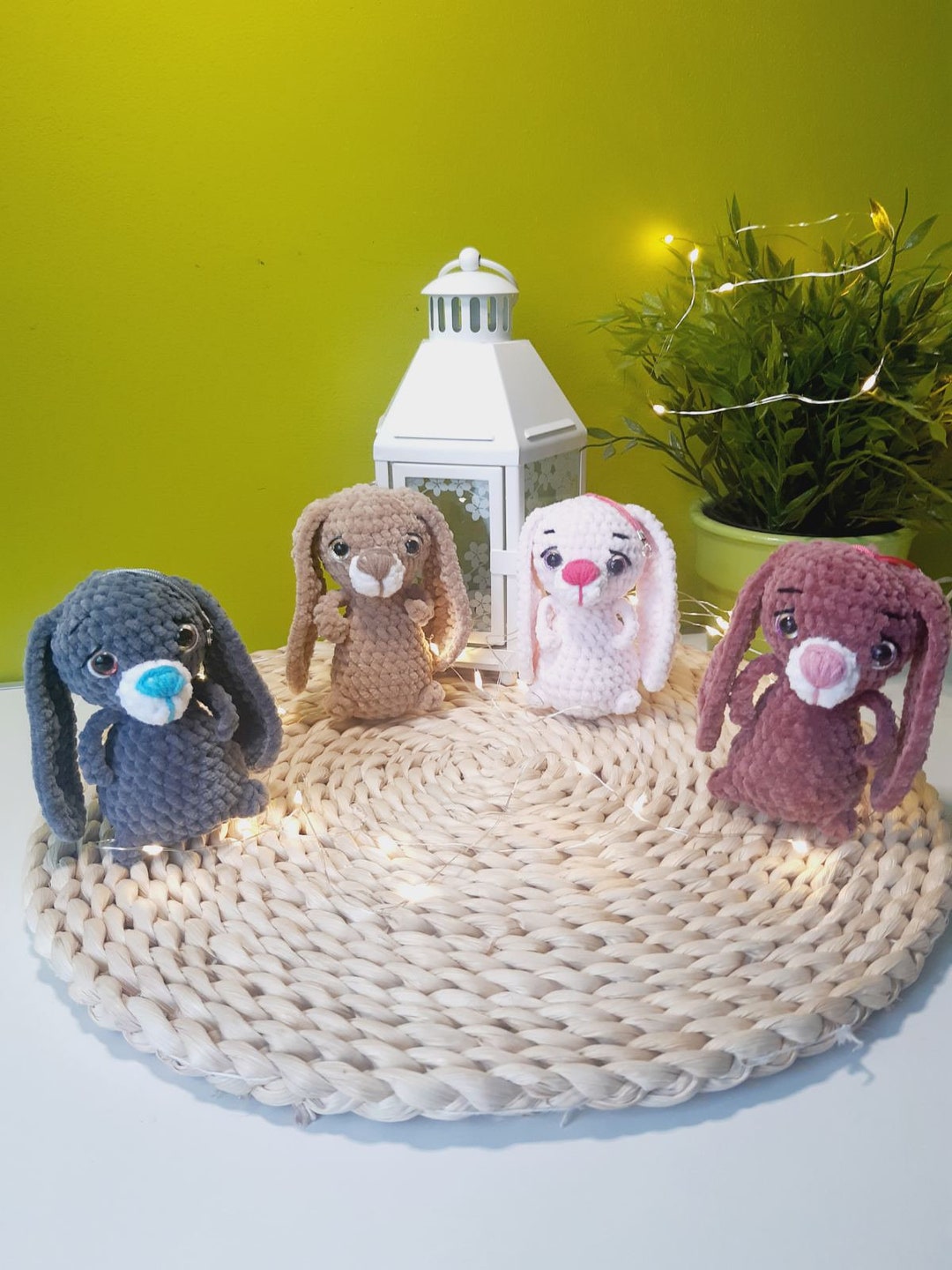 Amigurumi Crochet Bunny Keychain, Handmade Colorful Bunny Amigurumi ...