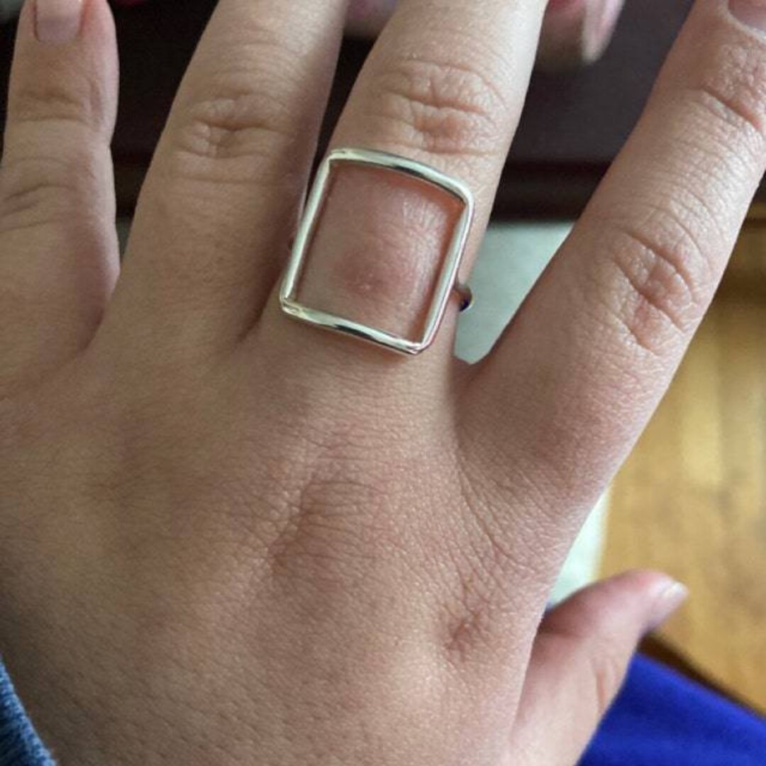 Square Ring, 925 Sterling Silver Open Square Ring, Silver Geometric ...