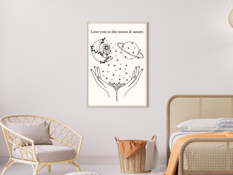 Love You to the Moon & Saturn Digital Download Wall Art - Etsy