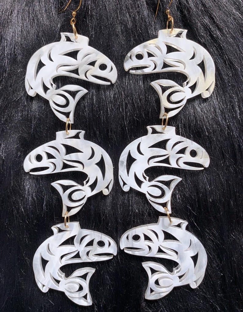 Native Salmon Dangle Earrings, Pow Wow Acrylic Earrings - Etsy