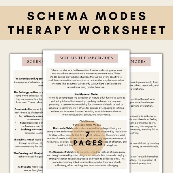 Schema Therapy Flashcard, Therapy Flashcard, Schema Therapy Worksheet ...