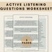 Active Listening Worksheet: Therapy & Communication Skills (PDF Digital ...