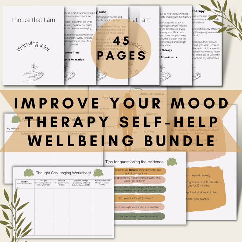Improve Your Mood Therapy Bundle, Wellbeing Handout, Mental Health Handout, Depression, Anxiety ...