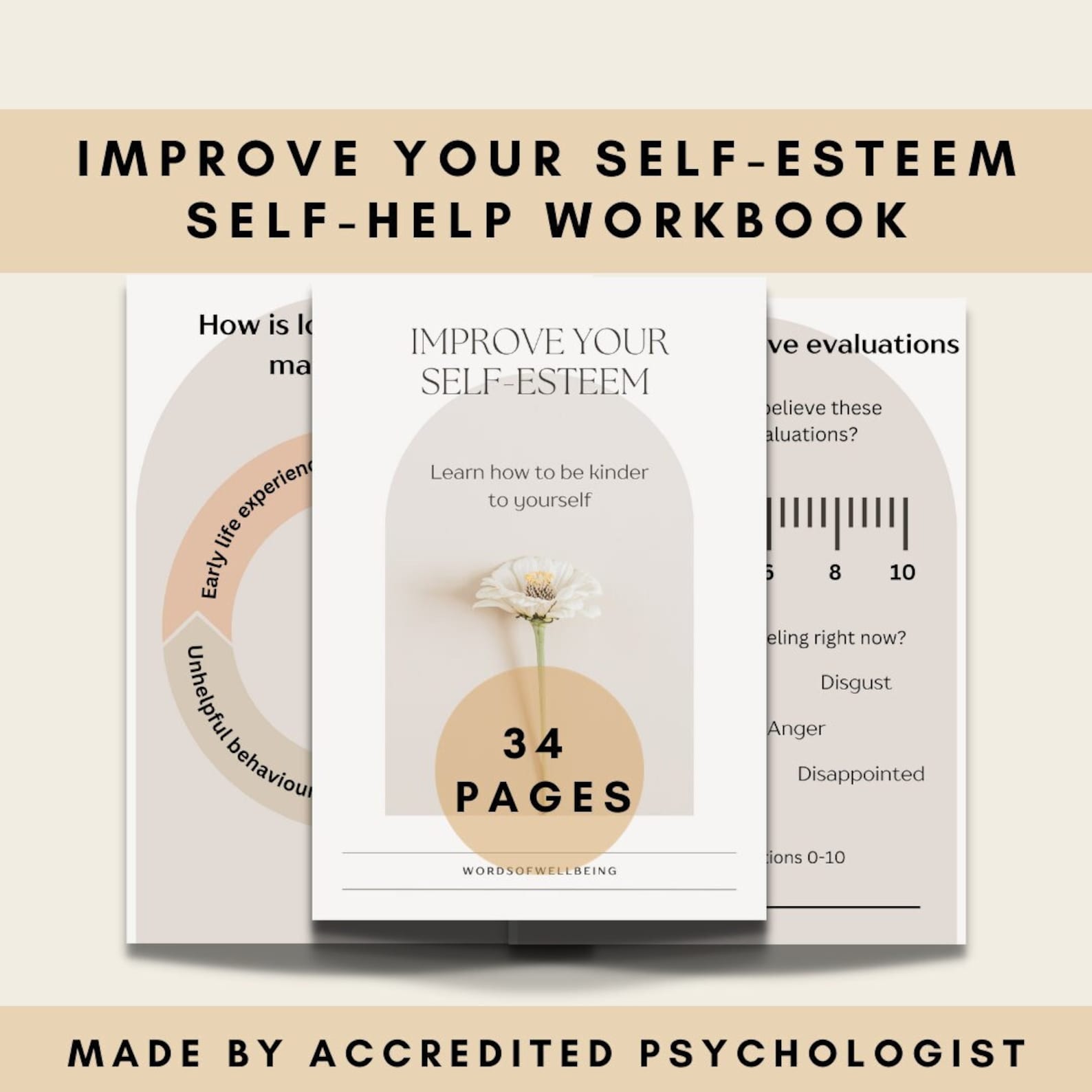 Improve Your Self-esteem Workbook, Therapy Workbook, CBT Worksheets ...