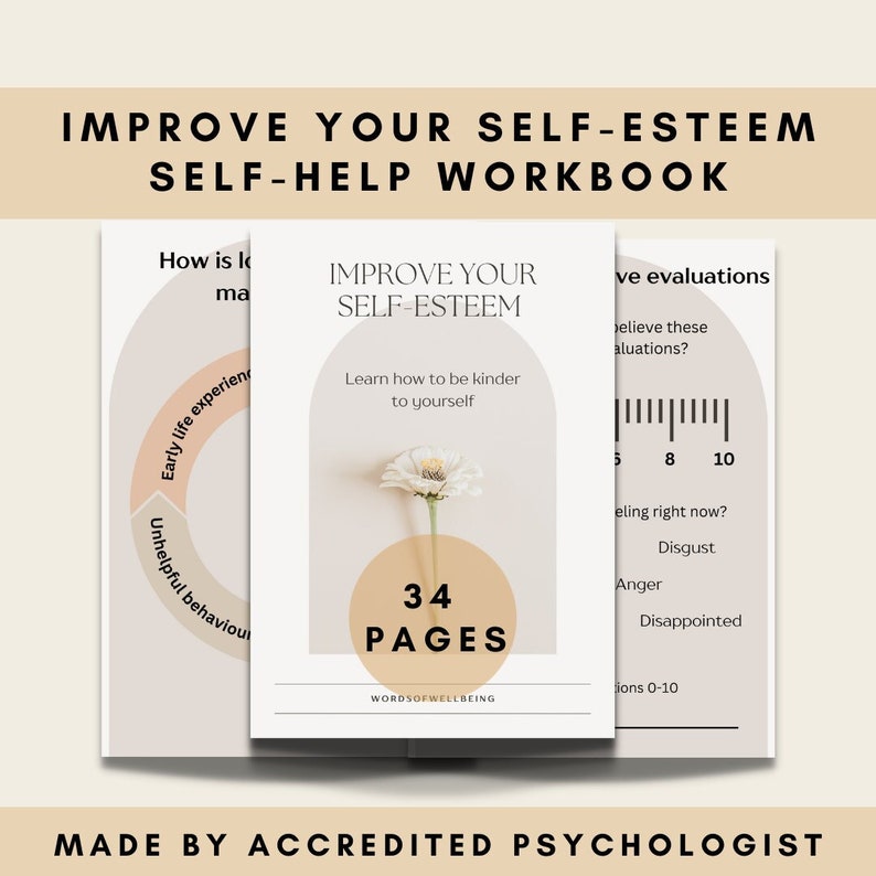 Improve Your Self-esteem Workbook, Therapy Workbook, CBT Worksheets ...