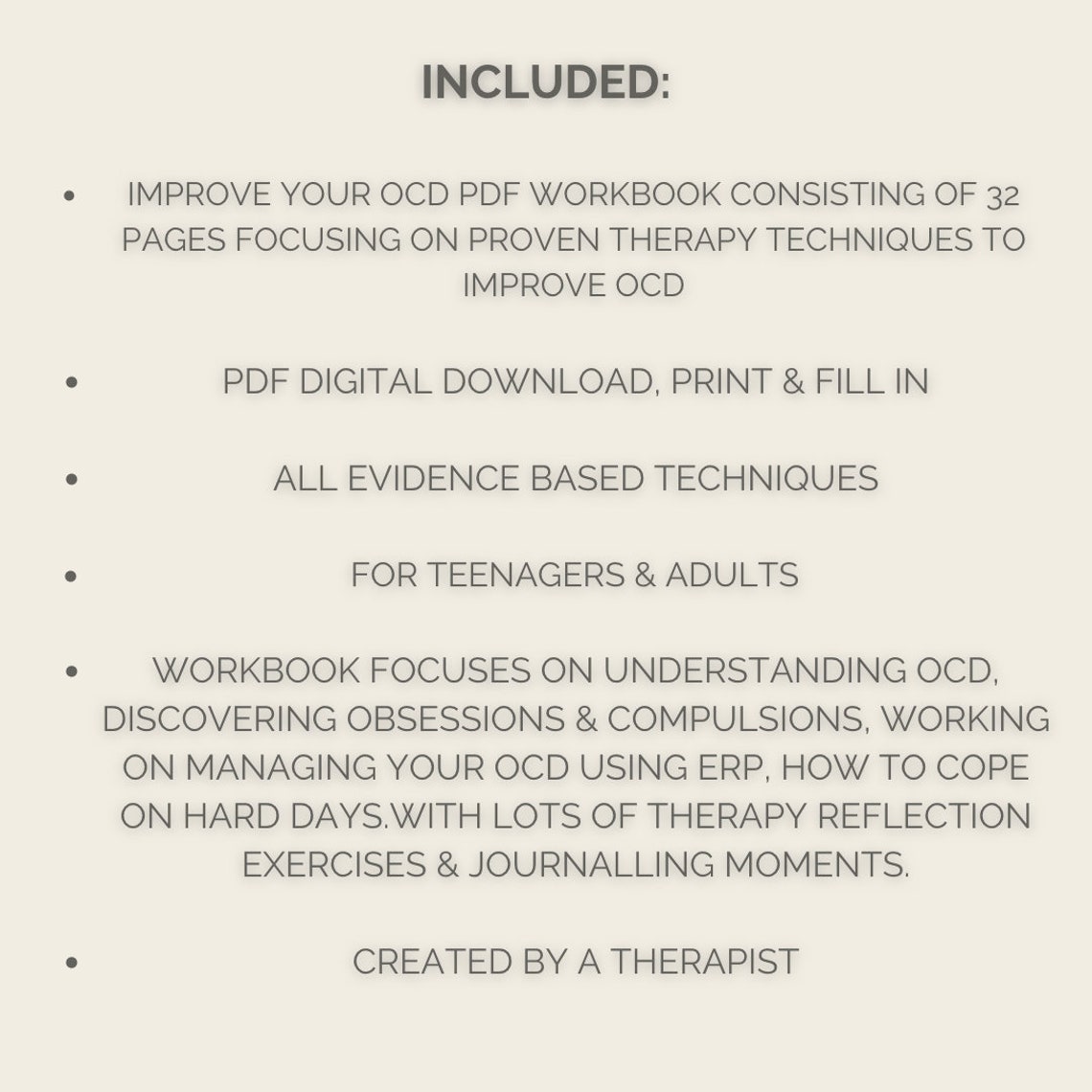 Improve Your OCD Workbook, Exposure Response Prevention Workbook, ERP ...