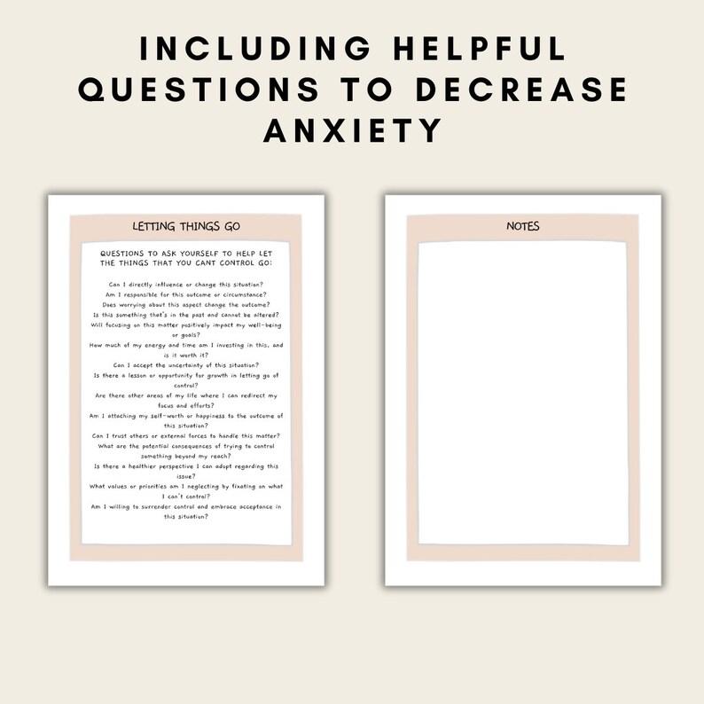 Anxiety Control & Letting Go Worksheet: CBT Therapy (PDF Digital ...