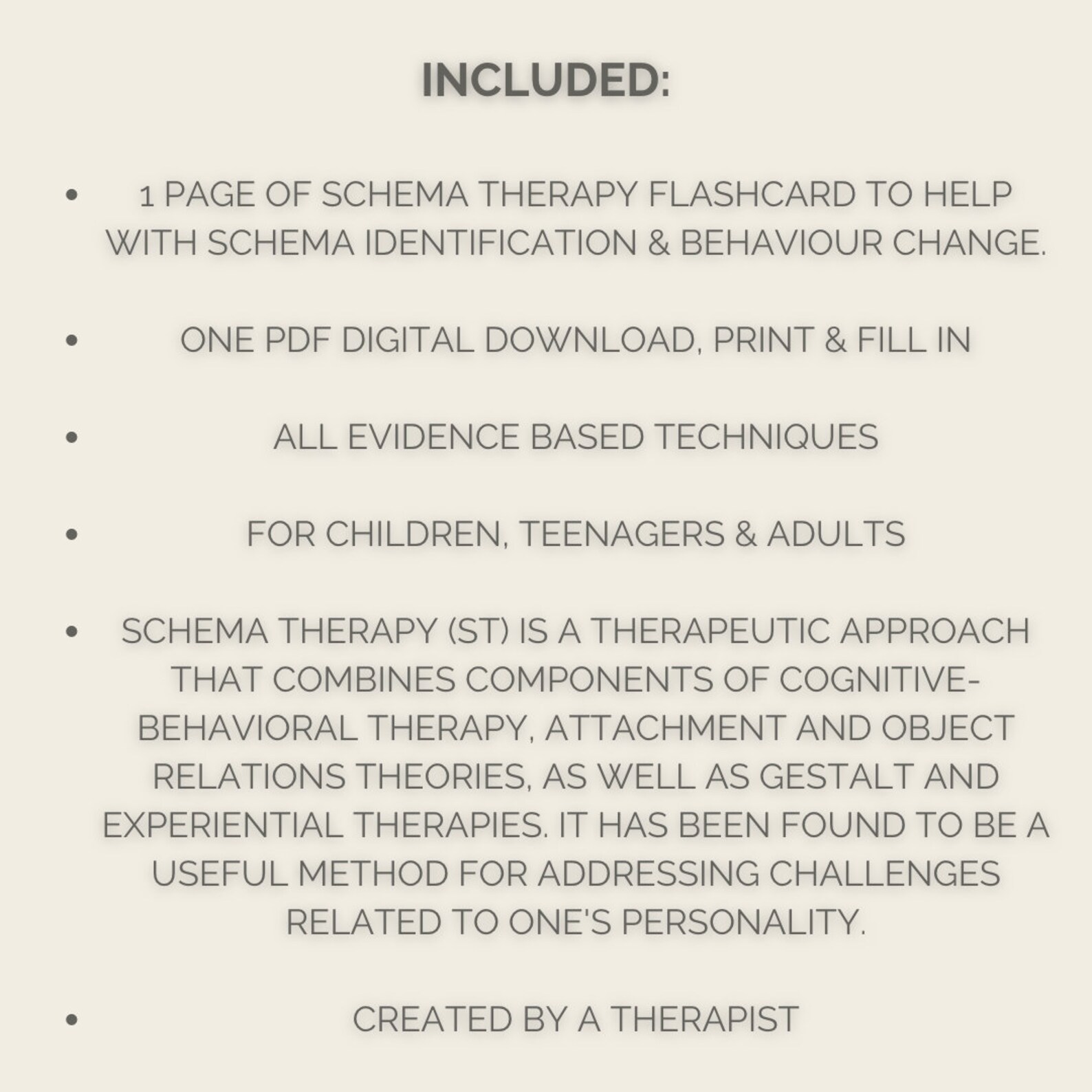 Schema Therapy Flashcard, Therapy Flashcard, Schema Therapy Worksheet ...