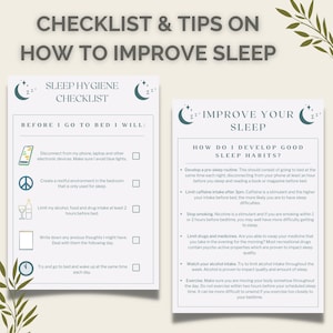 Improve Your Sleep CBT Worksheets, Therapy Worksheets, Sleep Hygiene ...