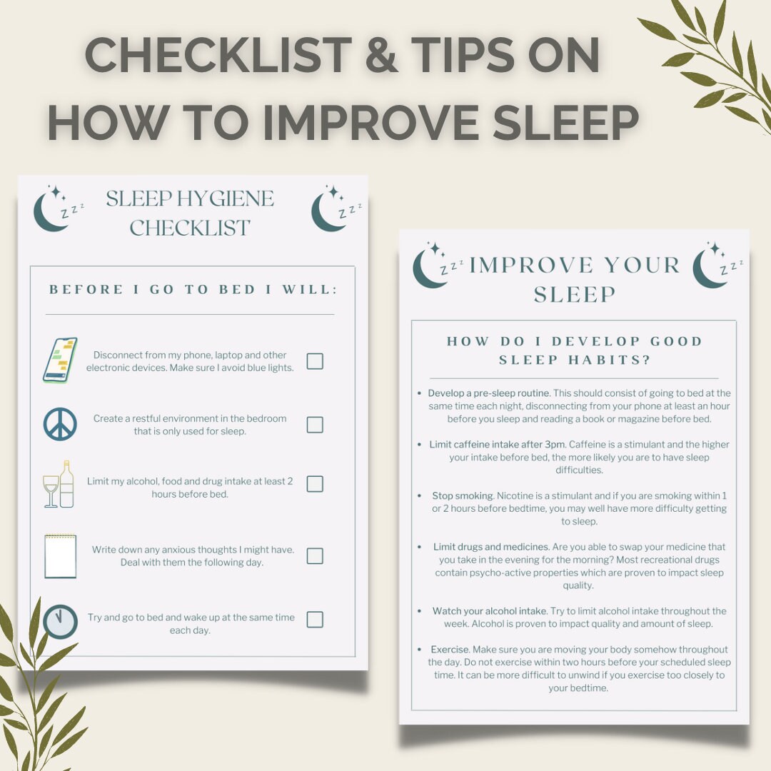 Improve Your Sleep CBT Worksheets, Therapy Worksheets, Sleep Hygiene ...