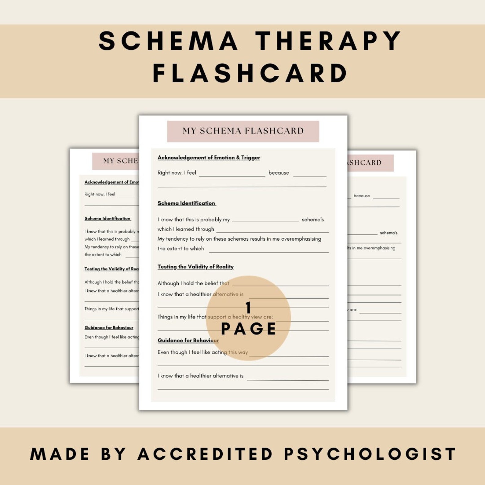 Schema Therapy Flashcard, Mental Health Worksheet (PDF Digital Download ...