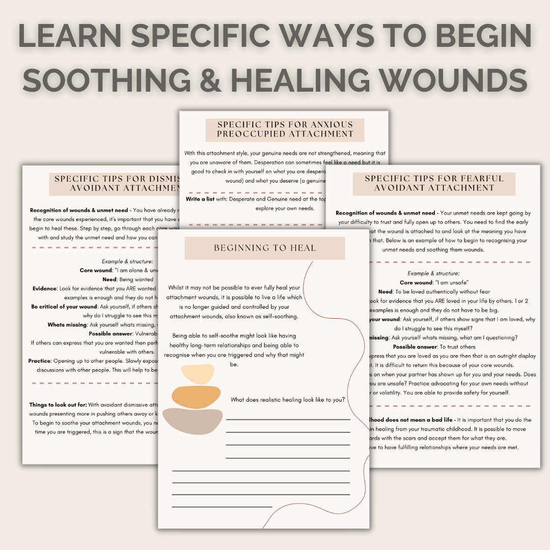Attachment Styles & Wounds Workbook, Self-help Therapy, 40 Pages (PDF ...