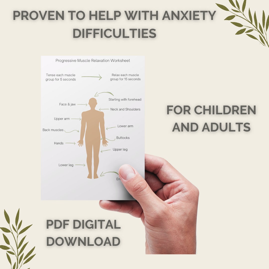 Progressive Muscle Relaxation Worksheets, Therapy Worksheets, CBT ...