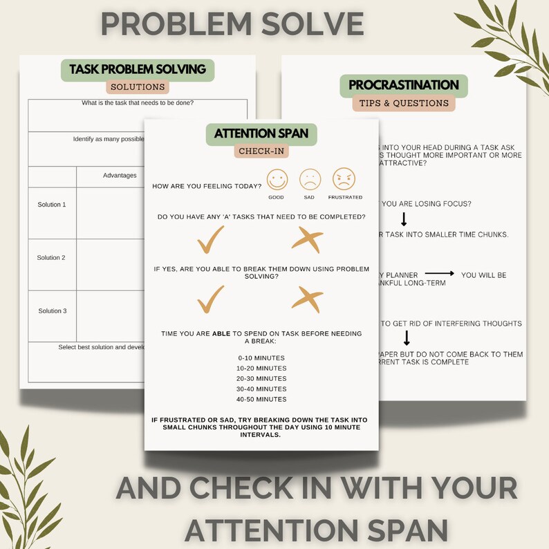 ADHD Printable Planner, Adhd Worksheets, CBT Worksheets, Therapy ...