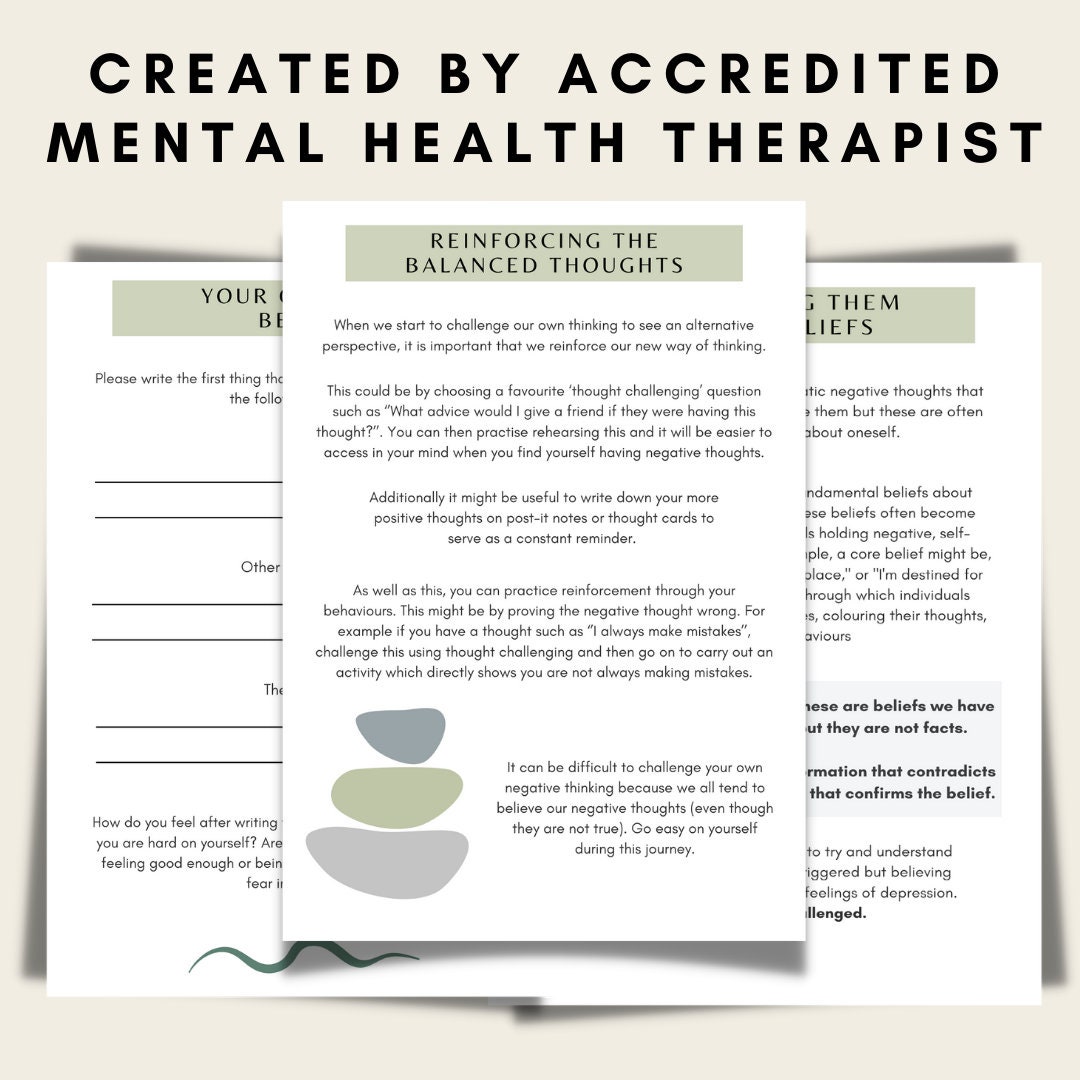 Depression CBT Workbook, Improve Mood, Therapy Worksheets (PDF Digital ...