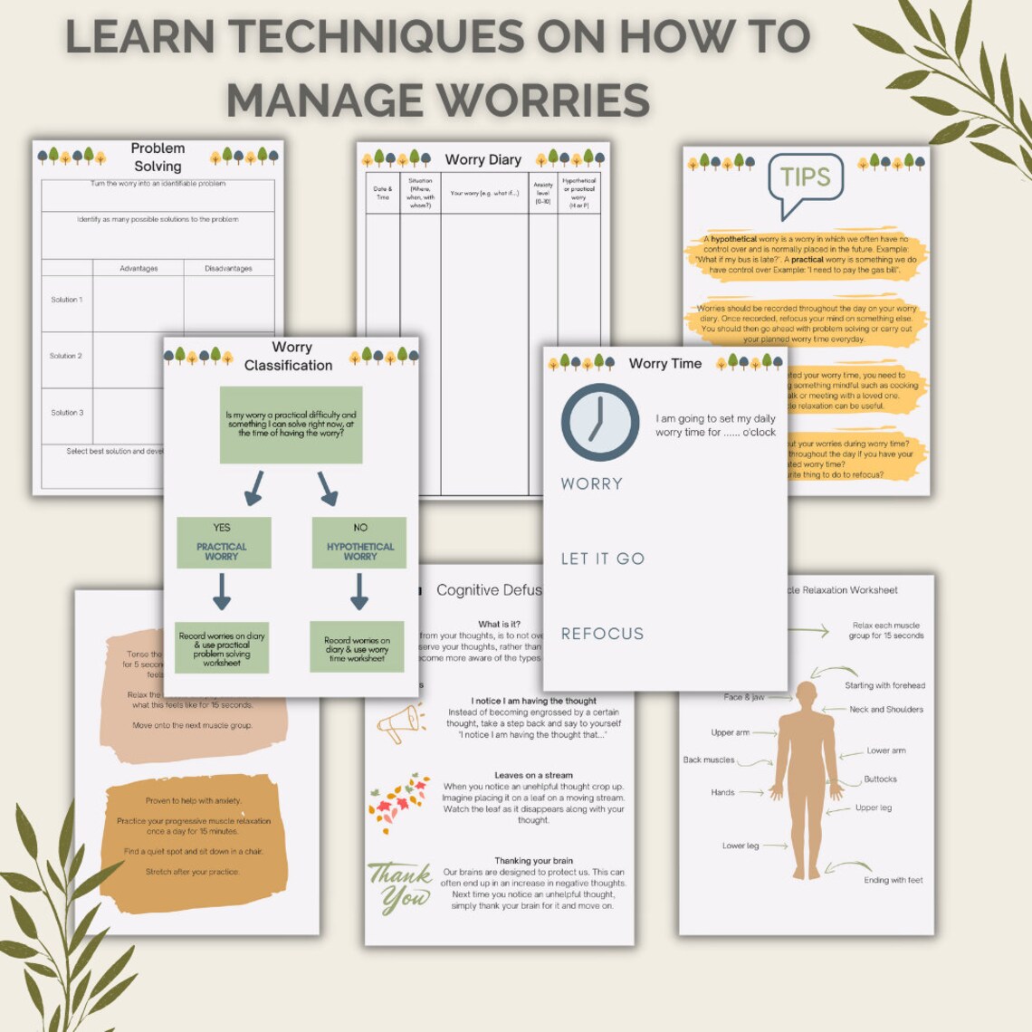 Improve Your Mood Therapy Bundle, Wellbeing Handout, Mental Health ...