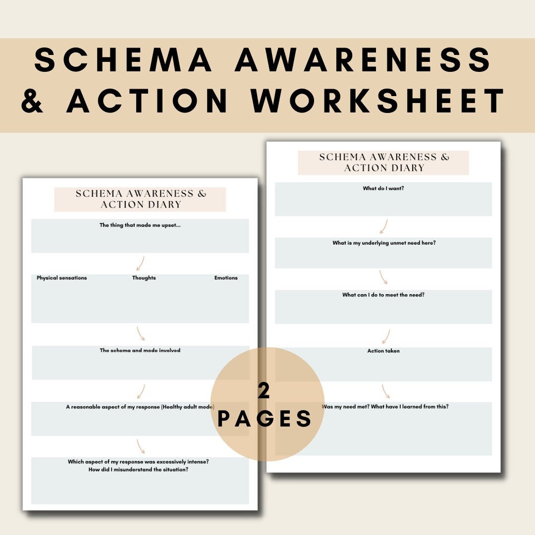 Schema Awareness & Action Diary Worksheet Therapy Worksheet - Etsy
