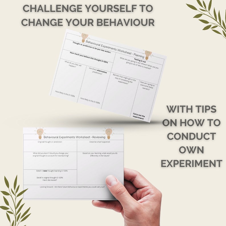 Social Anxiety Therapy Worksheets, Behavioural Experiments, Therapy ...