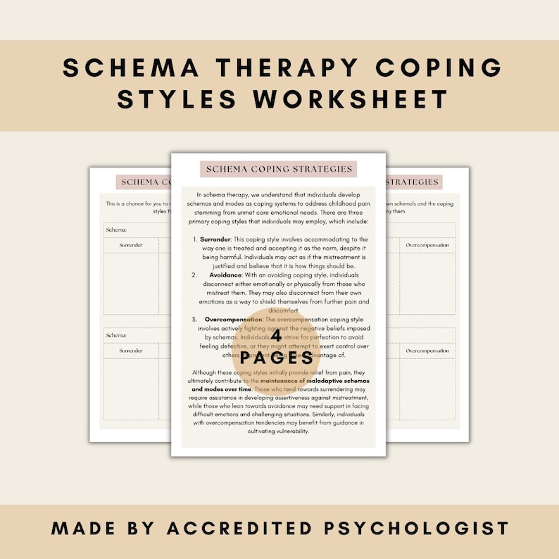 Schema Therapy Coping Styles Worksheet: Surrender, Avoidance ...