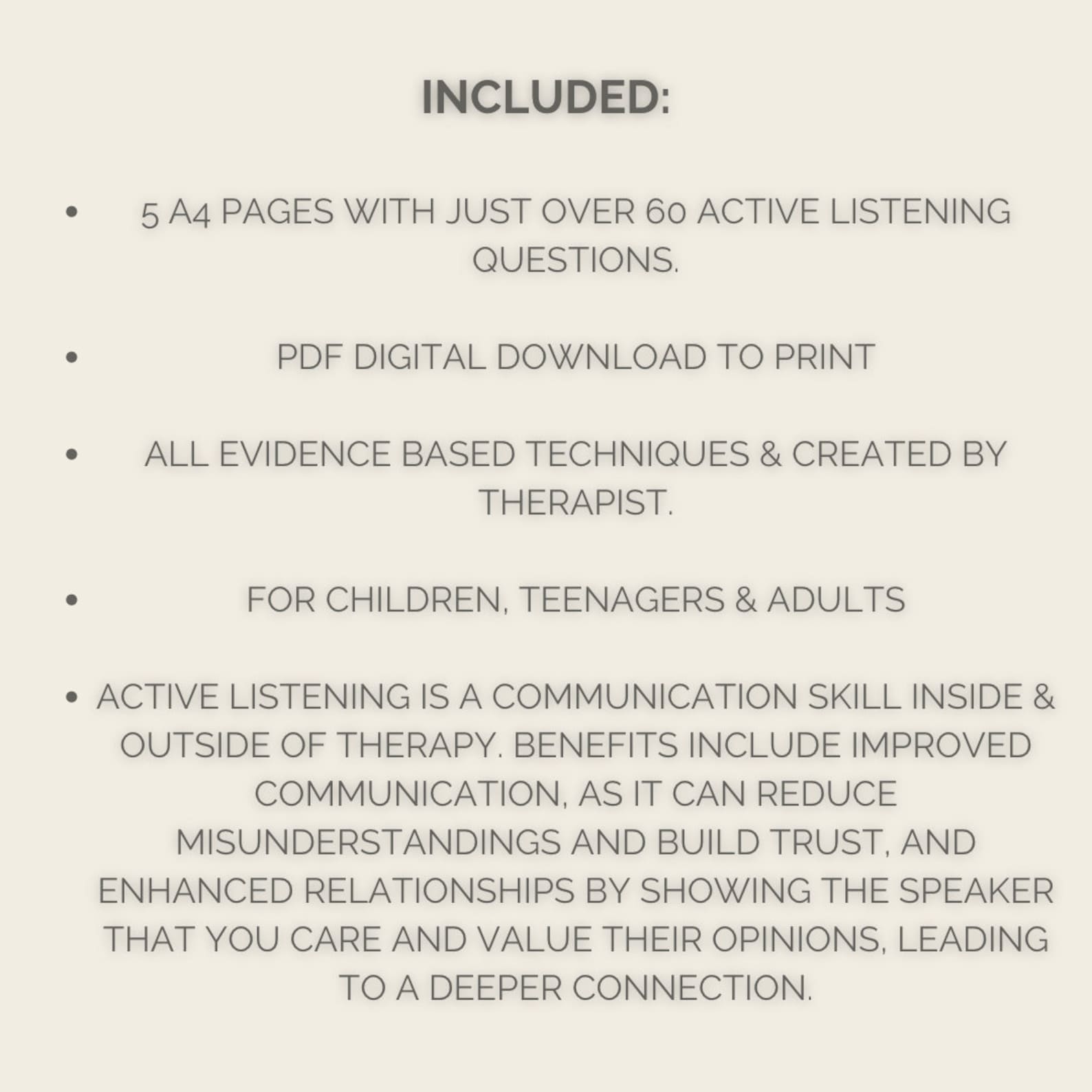 Active Listening Worksheet: Therapy & Communication Skills (PDF Digital ...