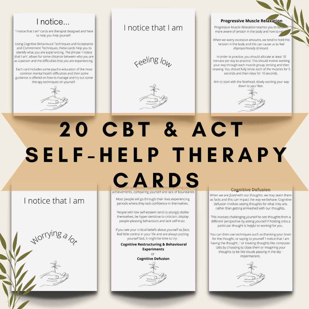Self-help Cards, Self-care Cards, Therapy, Mental Health Cards, Therapy ...
