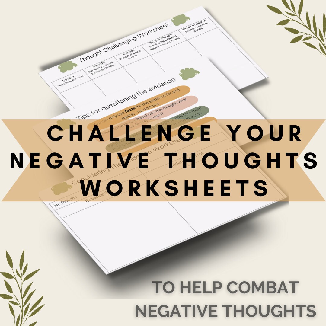 Challenge Your Thoughts CBT Worksheets, Therapy Worksheets, Self-help ...