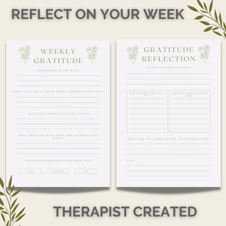 Gratitude Journal, Therapy Worksheets, Reflection Journal, Gratitude ...