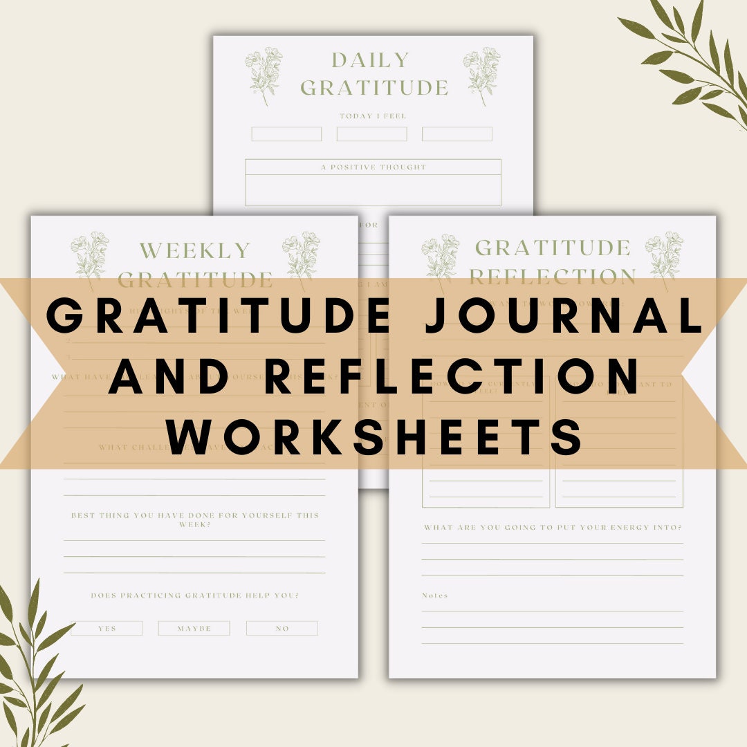 Gratitude Journal, Therapy Worksheets, Reflection Journal, Gratitude ...