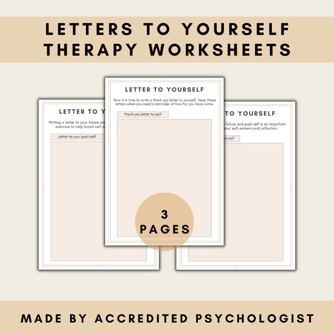 Letters to Yourself Worksheets, CBT Worksheets, Therapy Worksheets ...