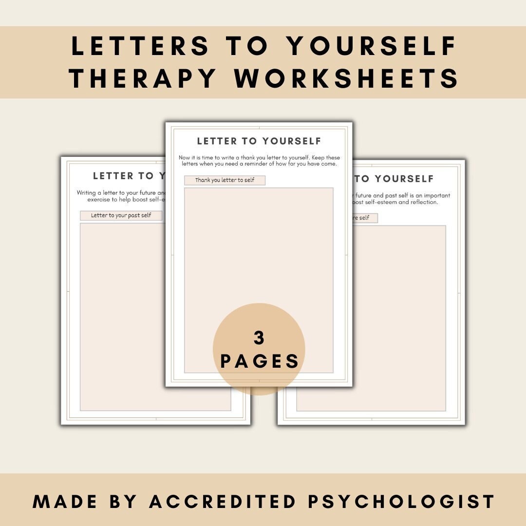 Letters to Yourself Worksheets, CBT Worksheets, Therapy Worksheets ...