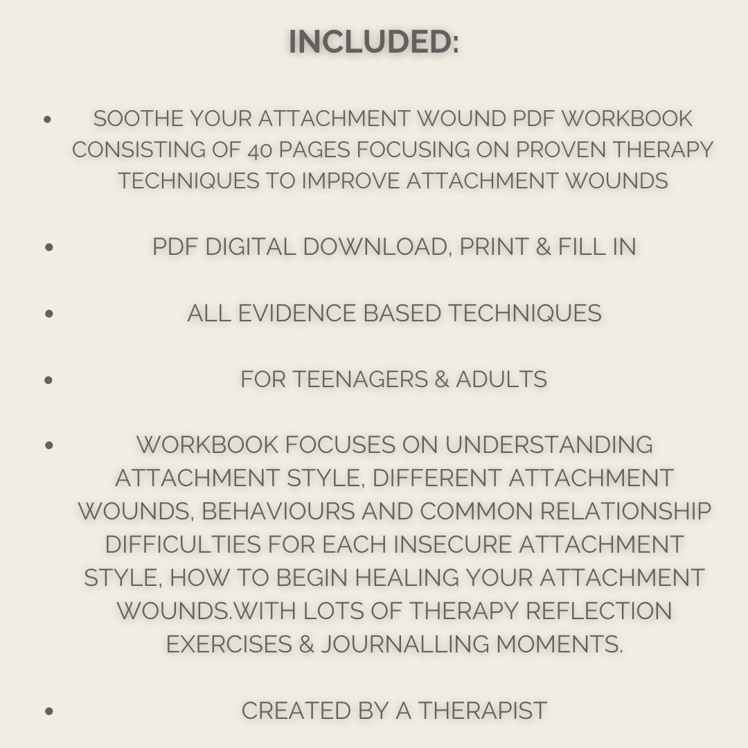 Soothe Your Attachment Wounds, Attachment Type Workbook, Avoidant ...