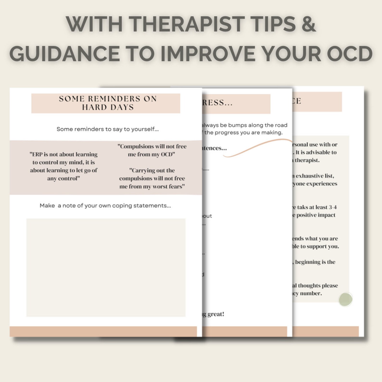 Improve Your OCD Workbook, ERP Therapy, 32-page Guide (PDF Digital ...