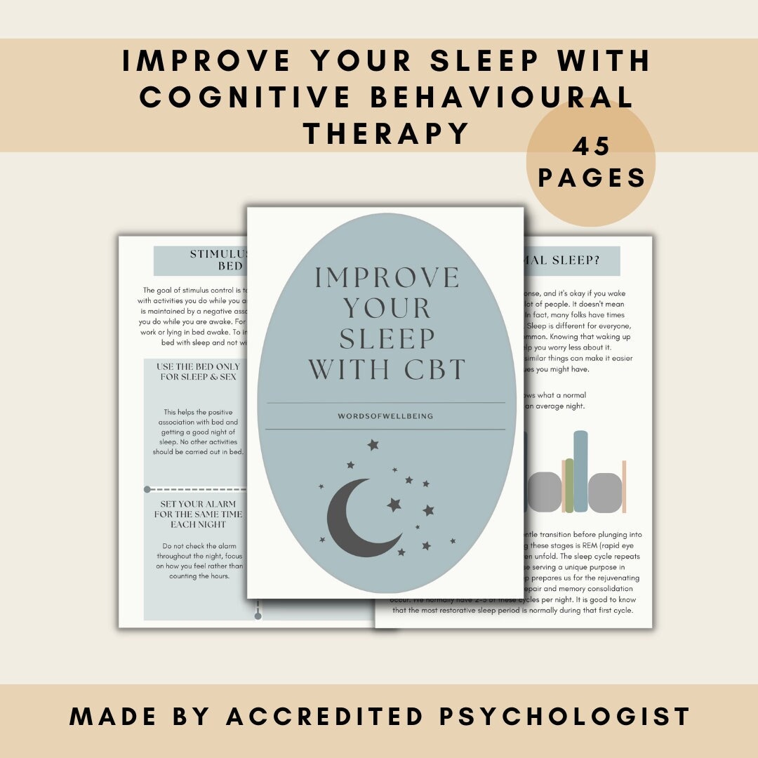 Improve Your Sleep, Insomnia CBT Workbook, Mental Health Worksheets ...