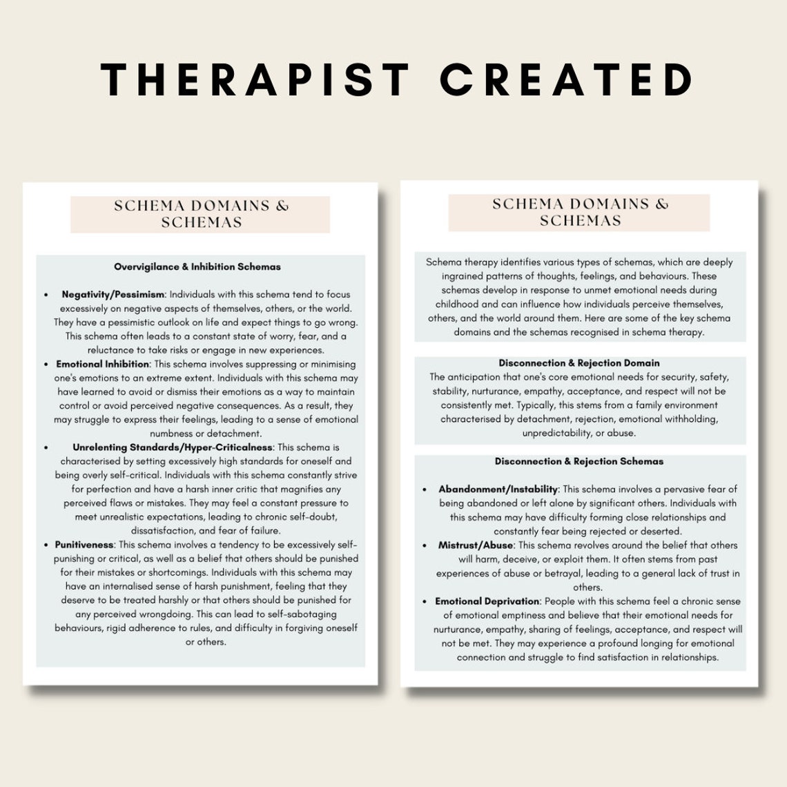 Schema Domain & Schema Identification Worksheet, Schema Therapy ...