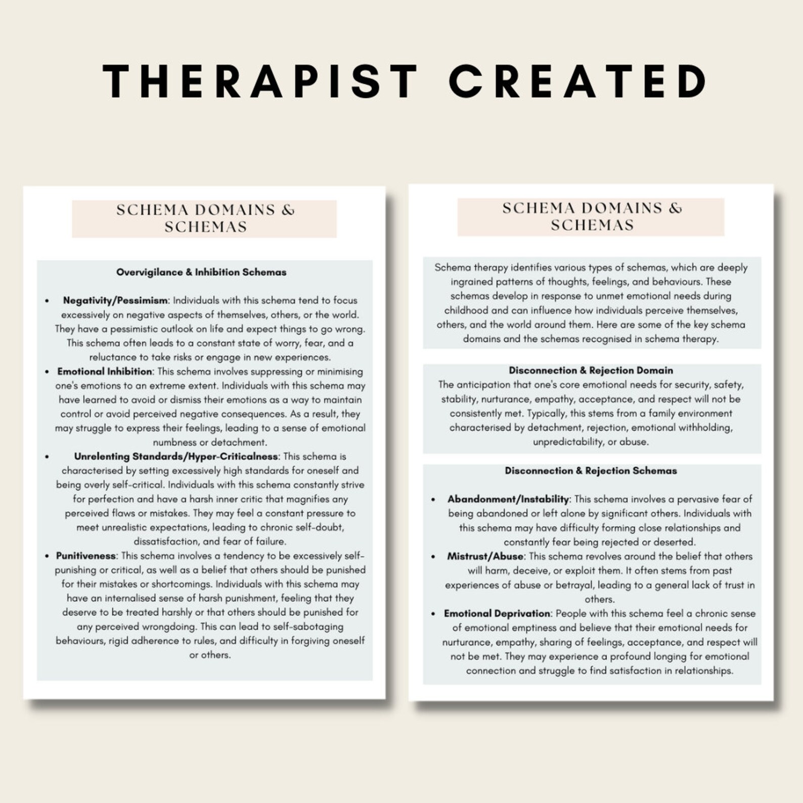 Schema Domain & Schema Identification Worksheet, Schema Therapy ...