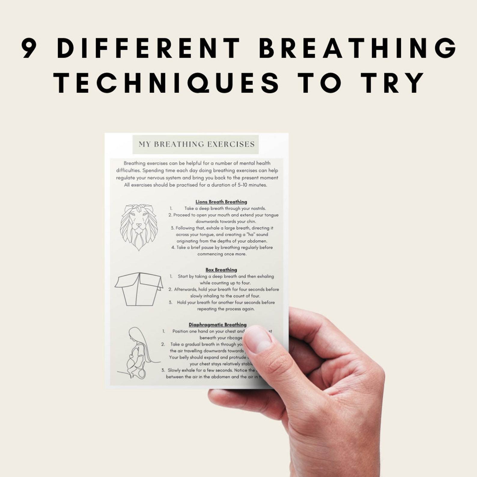 Anxiety Breathing Exercises Worksheet, Anxiety Worksheet, Breathing ...