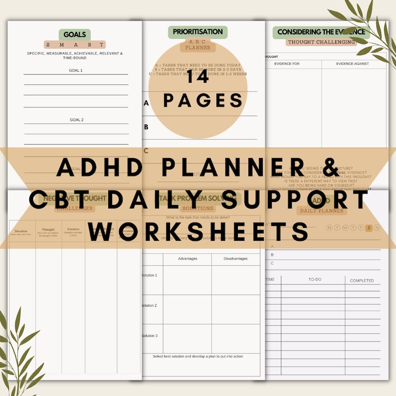 ADHD Printable Planner, Adhd Worksheets, CBT Worksheets, Therapy ...