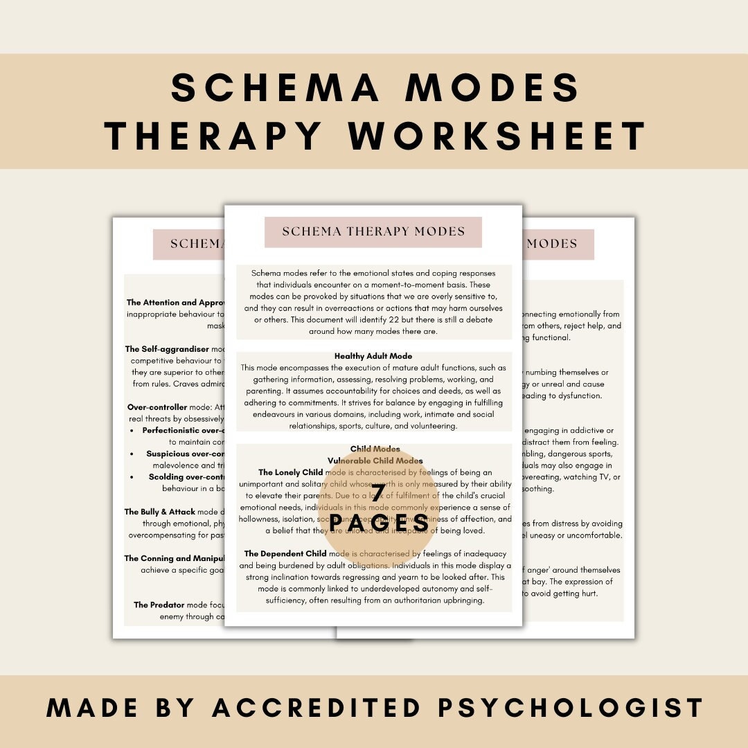 Schema Mode Therapy Worksheet Schema Therapy Worksheet Mental Health