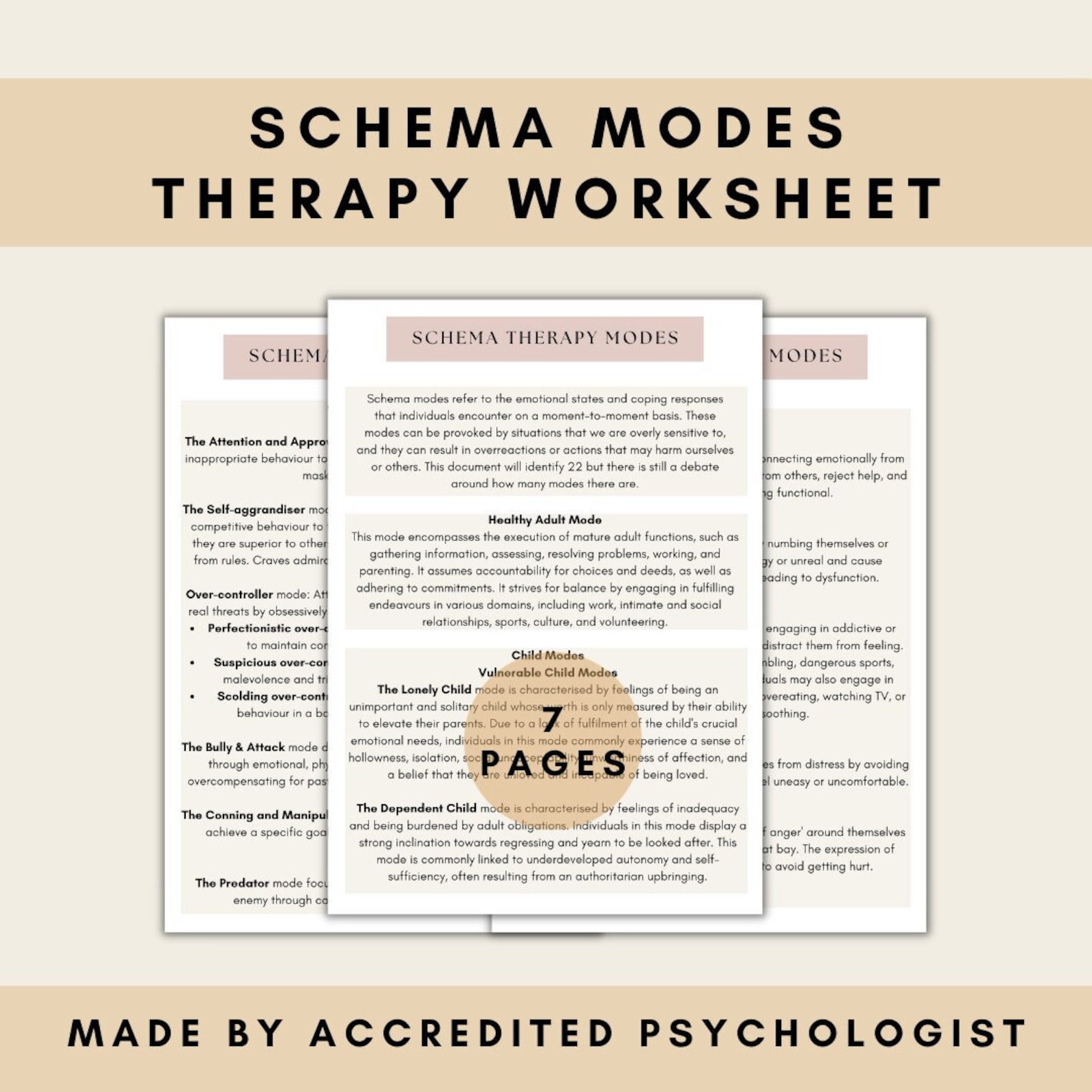 Schema Modes Therapy Worksheet: Mental Health Resource (PDF Digital ...