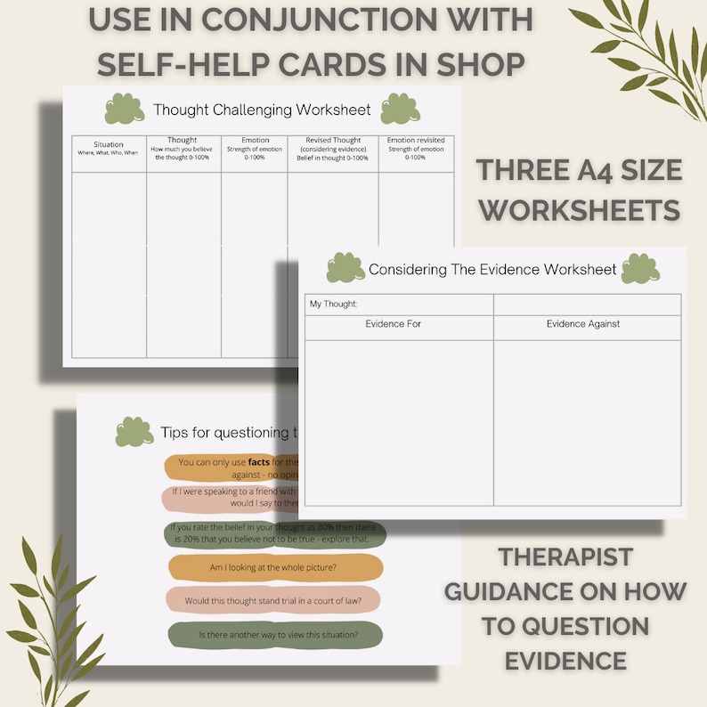Challenge Your Thoughts CBT Worksheets, Therapy Worksheets, Self-help ...