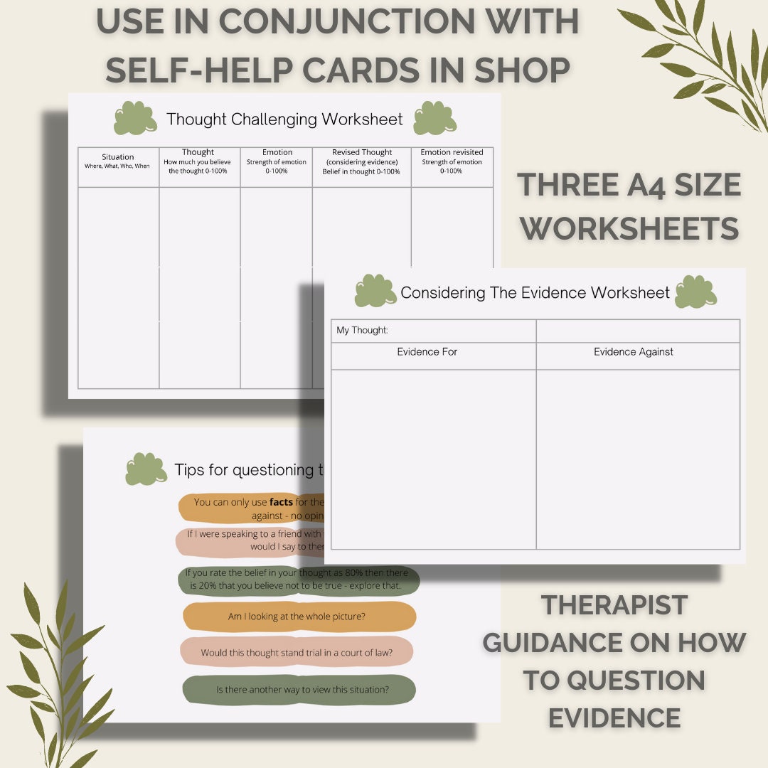 Challenge Your Thoughts CBT Worksheets, Therapy Worksheets, Self-help ...