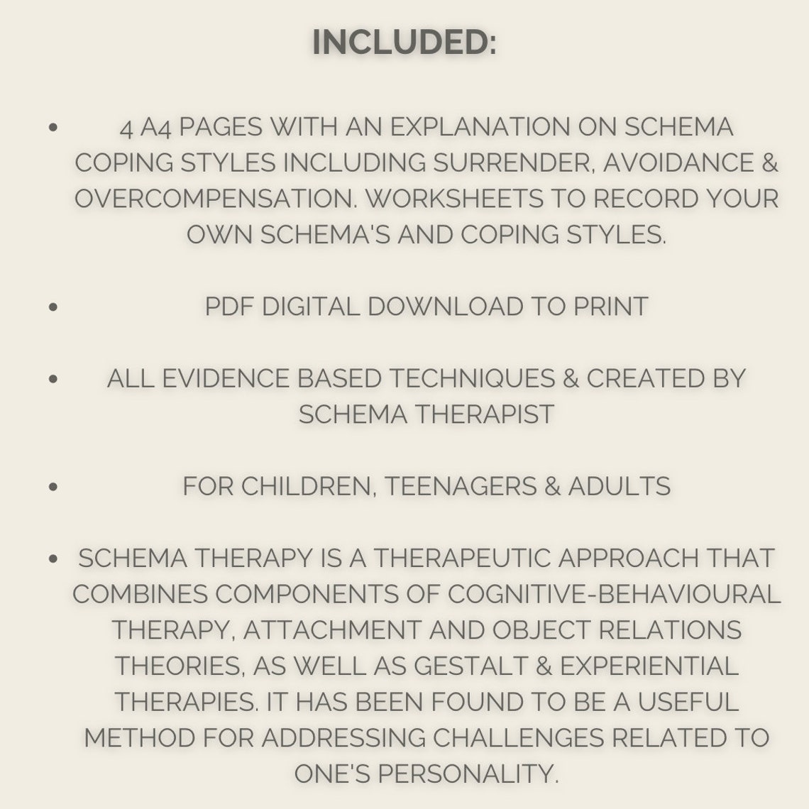 Schema Therapy Coping Styles Worksheet, Surrender Avoidance ...