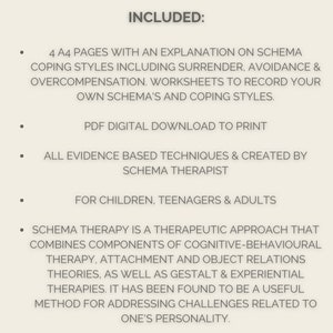 Schema Therapy Coping Styles Worksheet, Surrender Avoidance ...