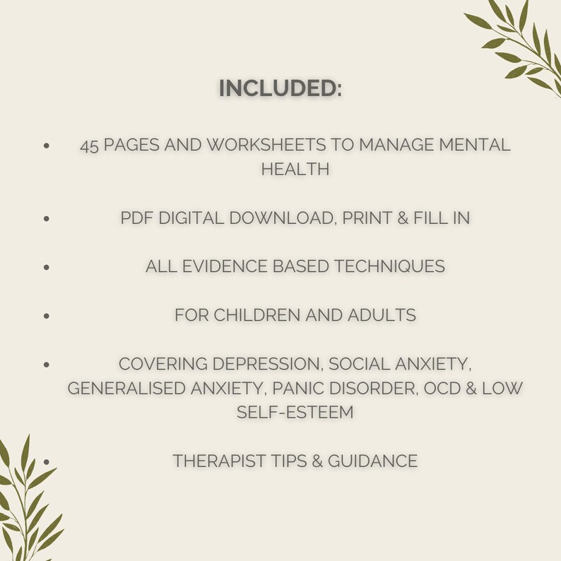 Improve Your Mood Therapy Bundle, Wellbeing Handout, Mental Health ...
