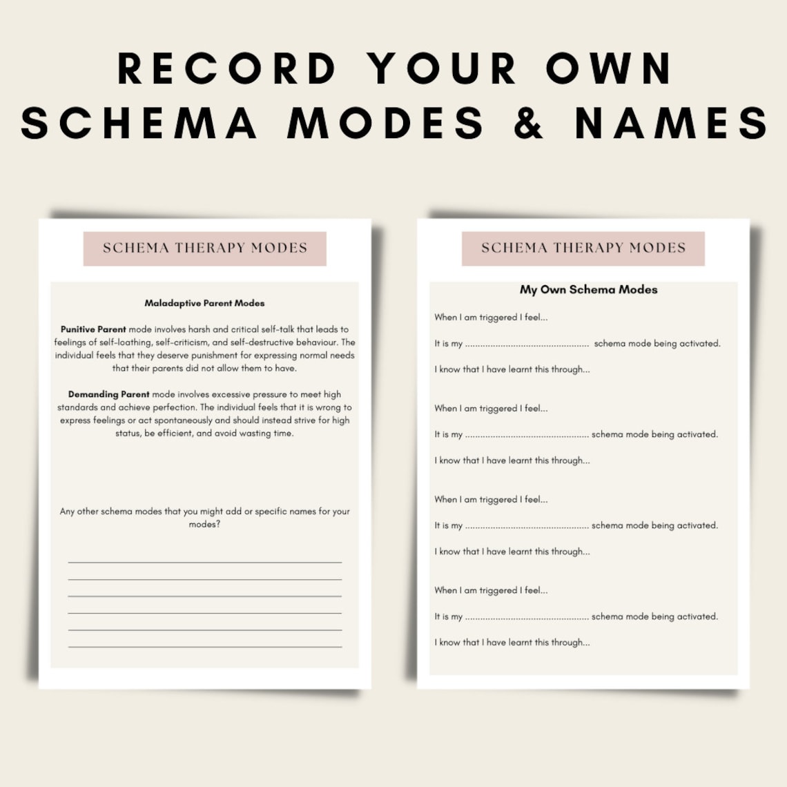 Schema Therapy Worksheet Bundle, Schema Modes, Therapy Resource, Mental ...