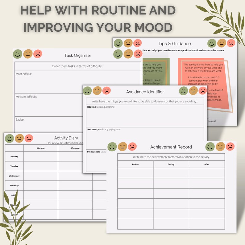 Improve Your Mood Therapy Bundle, Wellbeing Handout, Mental Health ...