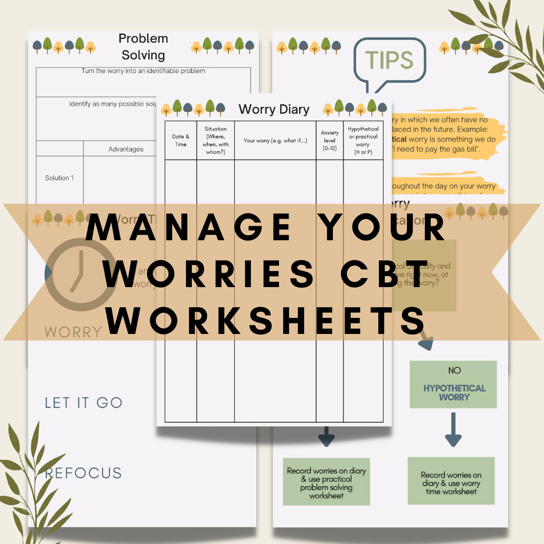 Manage Your Anxiety CBT Worksheets, Therapy Worksheets, Mental Health ...