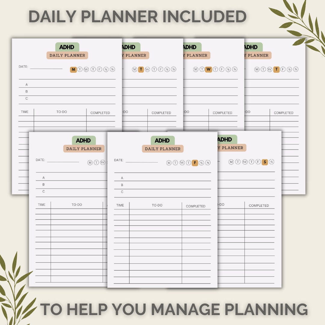 ADHD Printable Planner, Adhd Worksheets, CBT Worksheets, Therapy ...