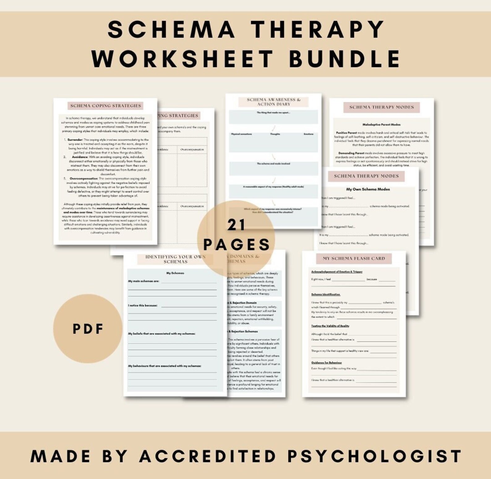 Schema Therapy Worksheet Bundle, Schema Modes, Therapy Resource, Mental ...