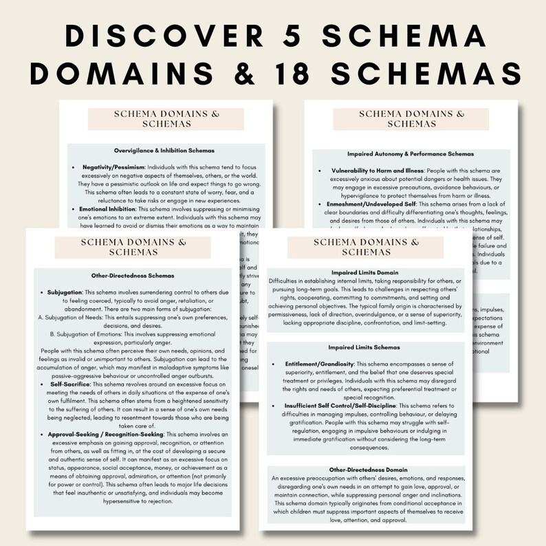 Schema Domain & Schema Identification Worksheet, Schema Therapy ...